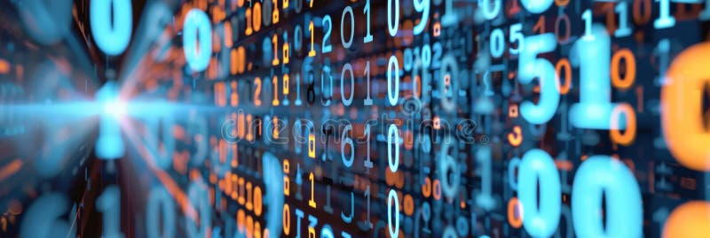 Futuristic Technology Background with Flow of Binary Code. Big Data Concepts in a 3d Rendering ...