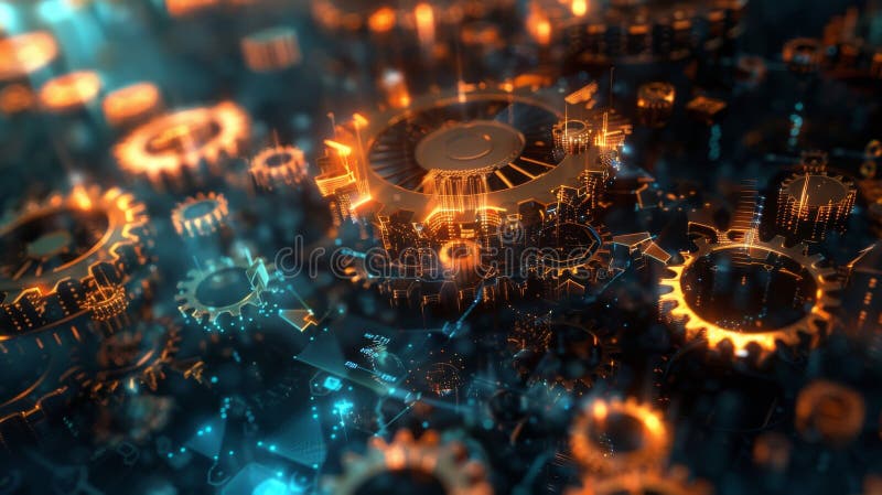 Futuristic Technology Background with Gears Stock Illustration ...