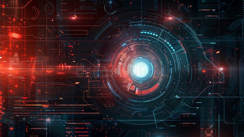 Futuristic Technology Background with Glowing Circular Core and Data ...