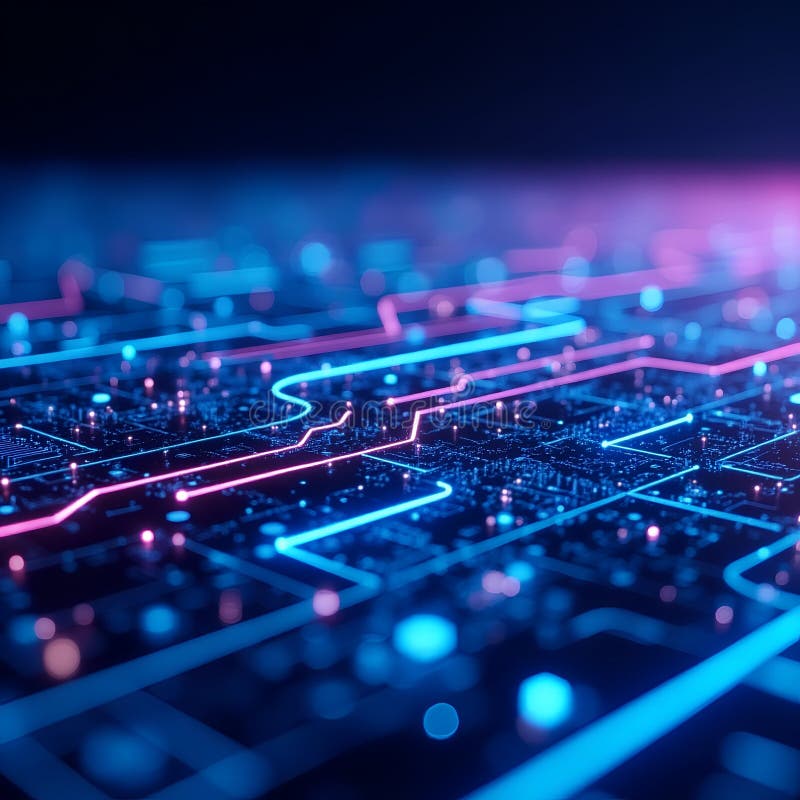 Futuristic Technology Backgrounds with Neon Lights and Digital Circuits ...