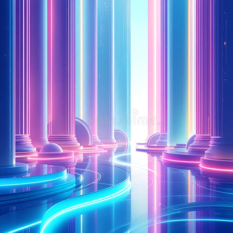 Futuristic Technology Backgrounds with Neon Lights and Digital Circuits ...