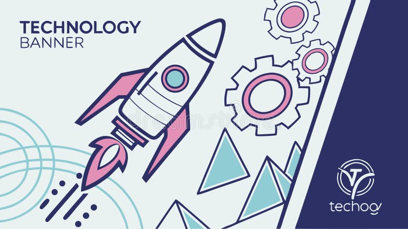 Futuristic Technology Banner with Rocket Launch, Innovation and ...