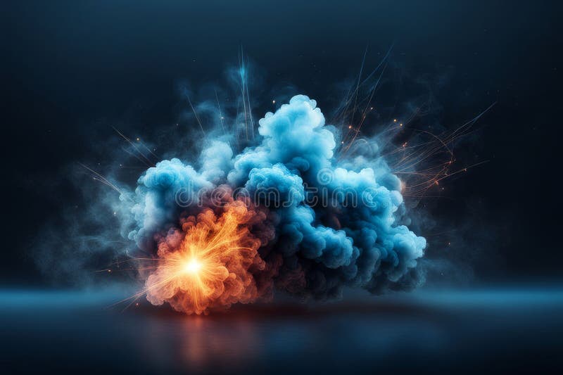 Futuristic Technology Blue Smoke Explosion Background Stock ...