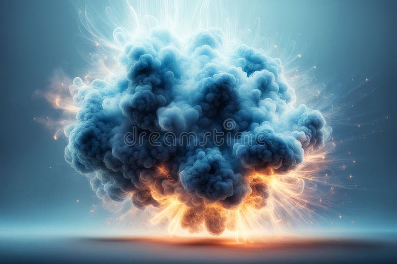 Futuristic Technology Blue Smoke Explosion Background Stock ...