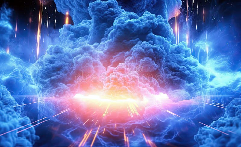 Futuristic Technology Blue Smoke Explosion Background Design with ...