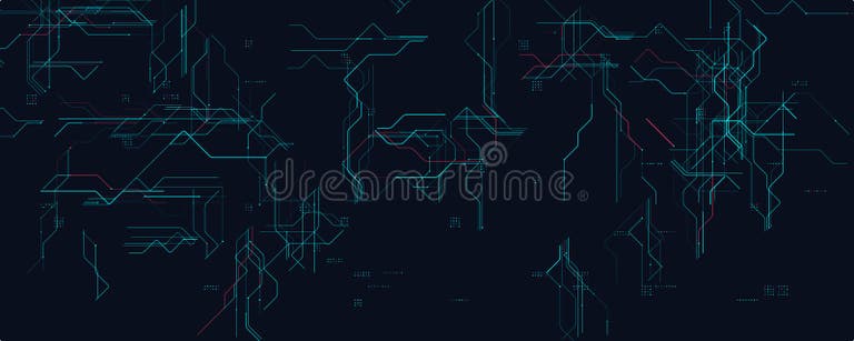 Futuristic Technology Circuit Background. Glowing Blue Lines, Complex Data Nodes, and Sci-Fi ...