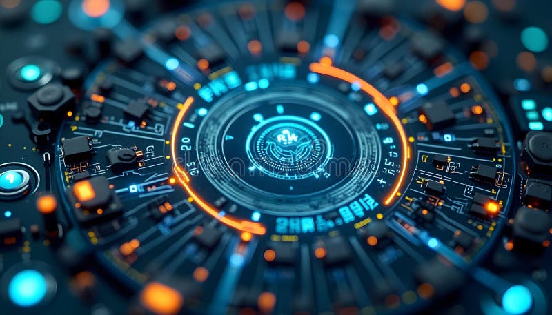 Futuristic Technology Circuit Board Abstract Cyber Data Core Processor Network Design Stock ...