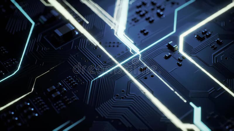 Futuristic Technology Circuit Board Animation: High-Tech Connection and ...