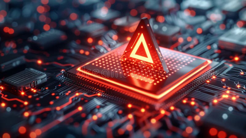 Futuristic Technology Circuit Board with Red Light Stock Illustration ...