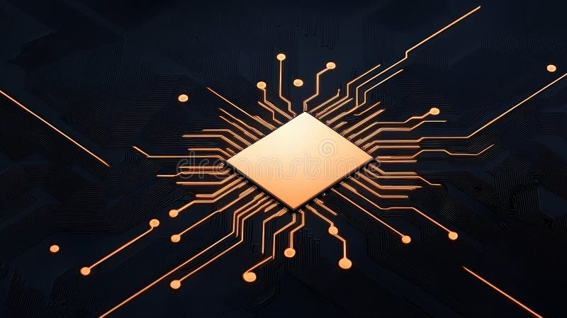 Futuristic Technology Circuit Design with Central Microchip and ...