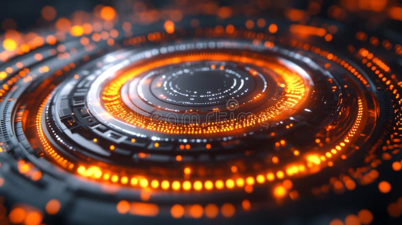 Futuristic Technology Circular Interface Glowing Orange Stock ...