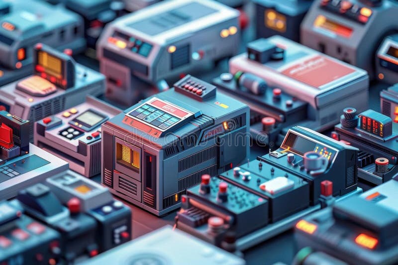 Futuristic Technology, a Cluster of Retro-Inspired Devices Stock ...