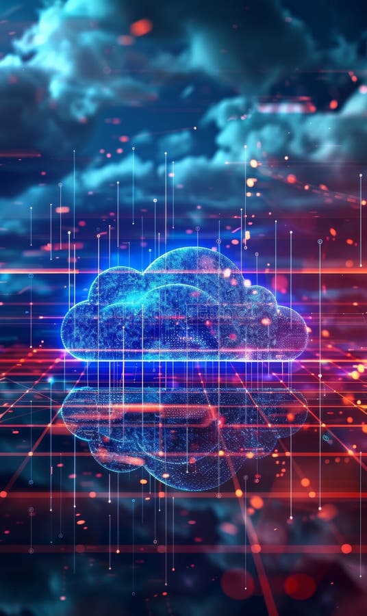 Futuristic Technology Concept, Cloud Computing Concept. Technological Interface and Clouds Stock ...