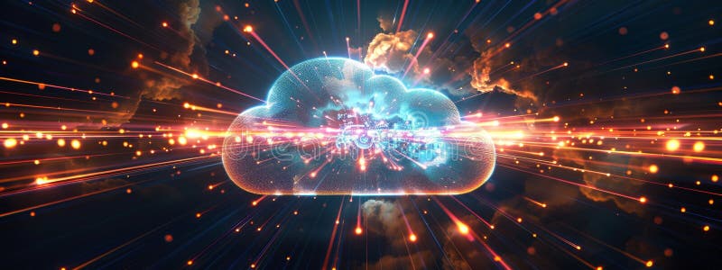 Futuristic Technology Concept, Cloud Computing Concept. Technological Interface and Clouds Stock ...