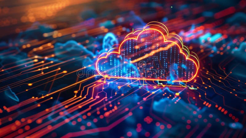 Futuristic Technology Concept, Cloud Computing Concept. Technological ...