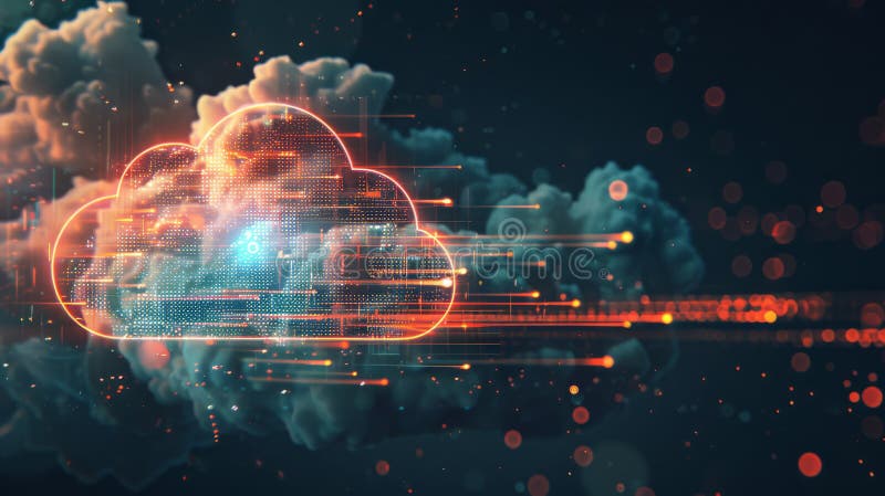 Futuristic Technology Concept, Cloud Computing Concept. Technological Interface and Clouds Stock ...