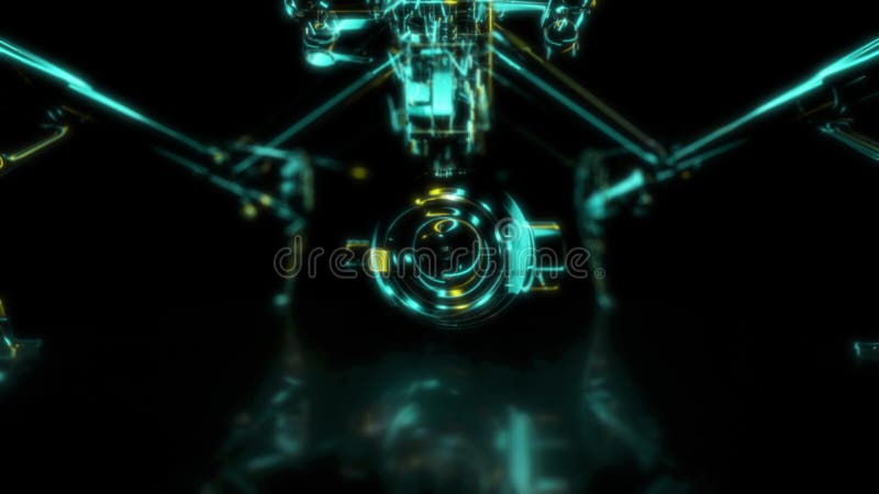 Render 3D Animation of the Model Quadcopter on a Black Background ...