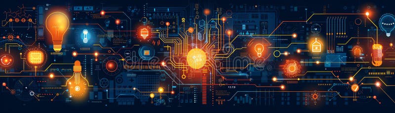 Futuristic Technology Concept Design with Glowing Circuitry and Digital ...