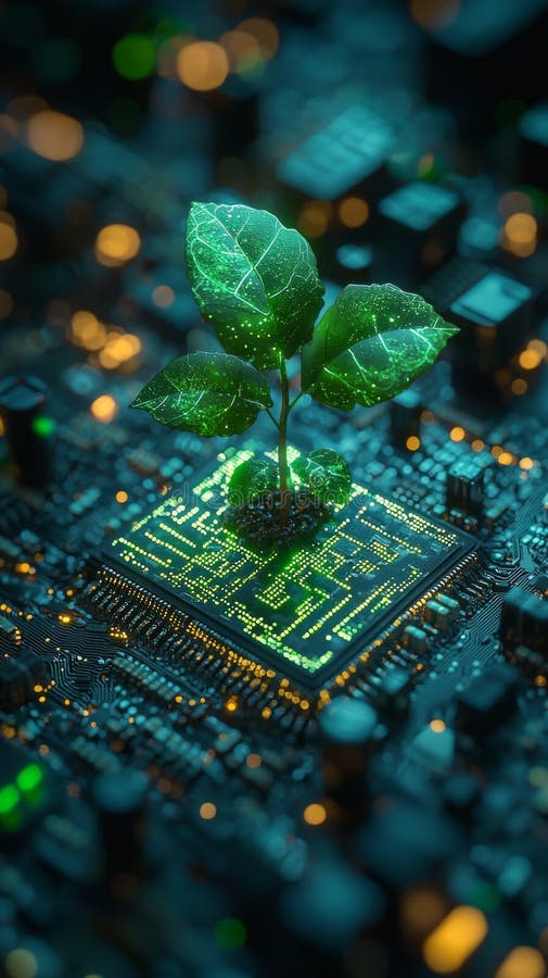 A Futuristic Technology Concept Featuring a Young, Glowing Plant ...