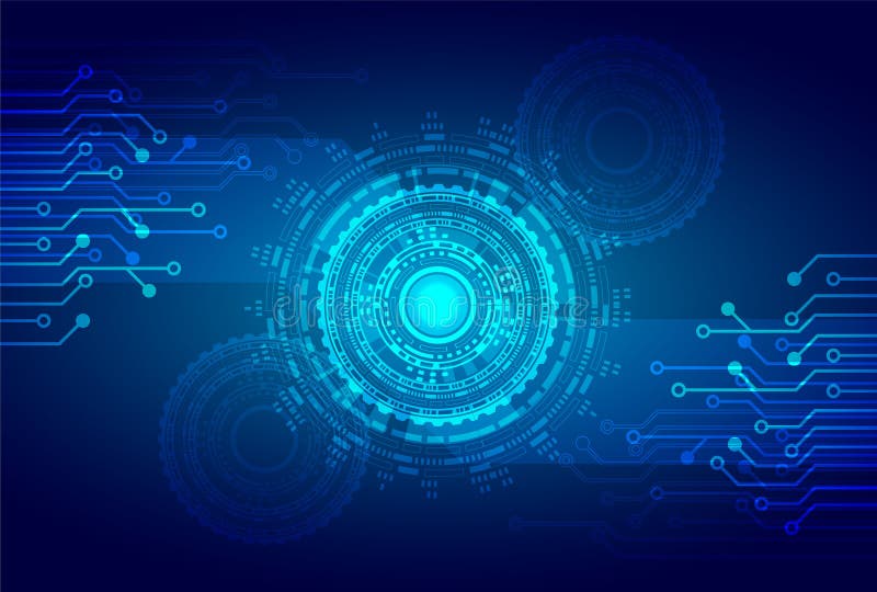 Futuristic Technology Concept. Gear Wheel Technology Glow Light and ...