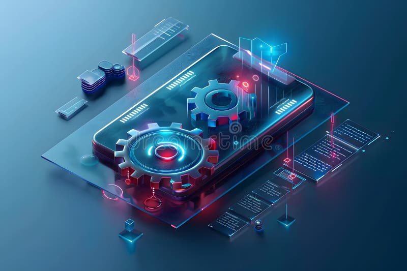 Futuristic Technology Concept with Gears and Circuitry Stock ...