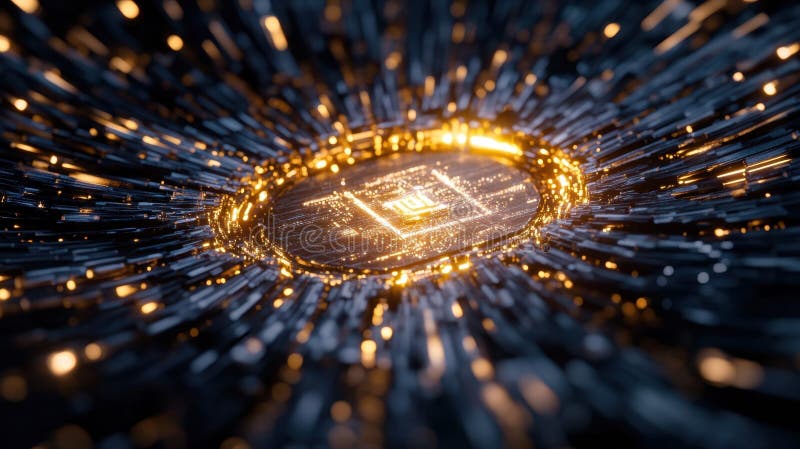 Futuristic Technology Concept with Glowing Circuit Board and Energy ...