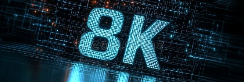 Futuristic Technology Concept Glowing 8K Resolution Symbol Projected on ...