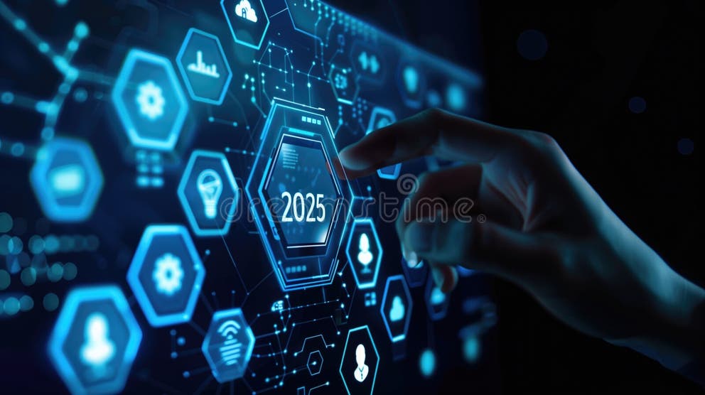 Futuristic Technology Concept with Hand Interacting with Digital ...