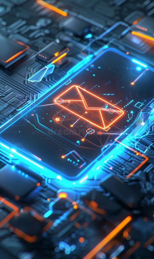 Futuristic Technology Concept, Messaging Concept. Phone with ...