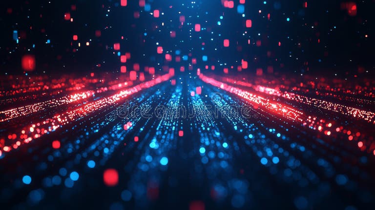 Futuristic Technology Concept at Night with Glowing Lights and Bokeh Effect, High Tech ...