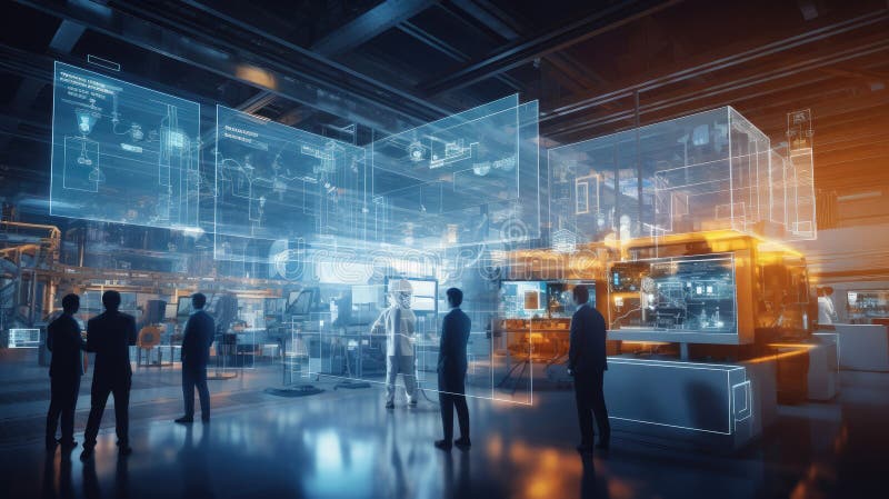 Futuristic Technology Concept: Team of Engineers and Professionals ...