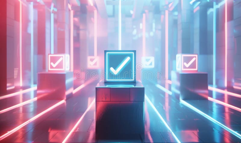 Futuristic Technology Concept. Technological Interface with Checked ...