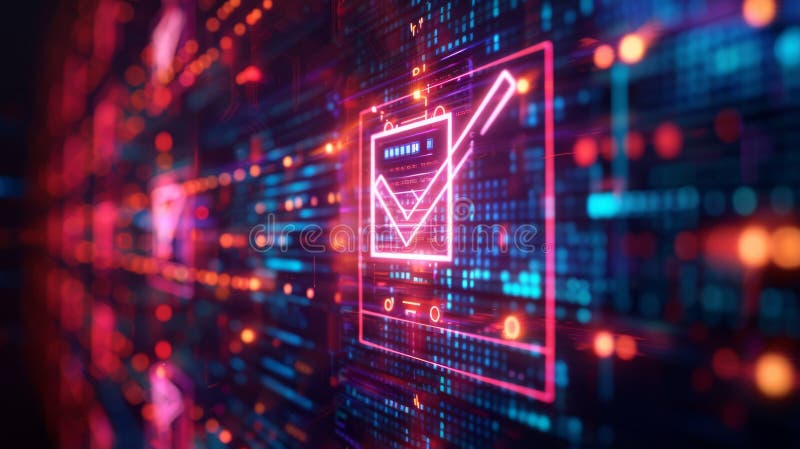 Futuristic Technology Concept. Technological Interface with Checked ...