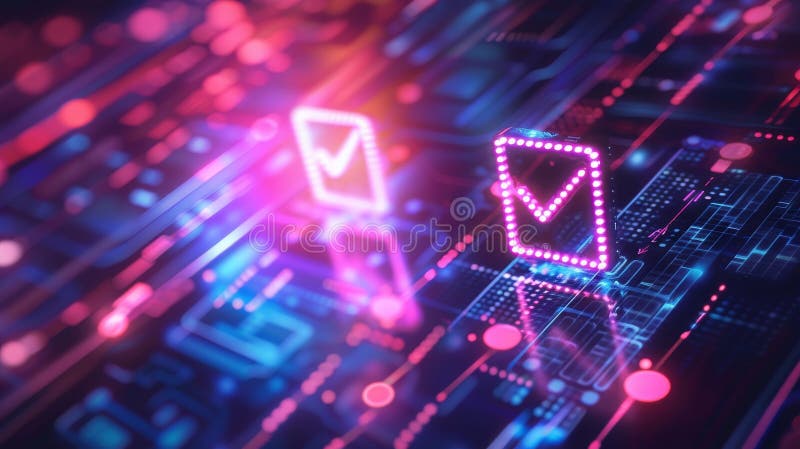 Futuristic Technology Concept. Technological Interface with Checked ...