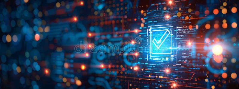 Futuristic Technology Concept. Technological Interface with Checked ...