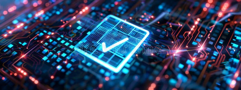 Futuristic Technology Concept. Technological Interface with Checked ...