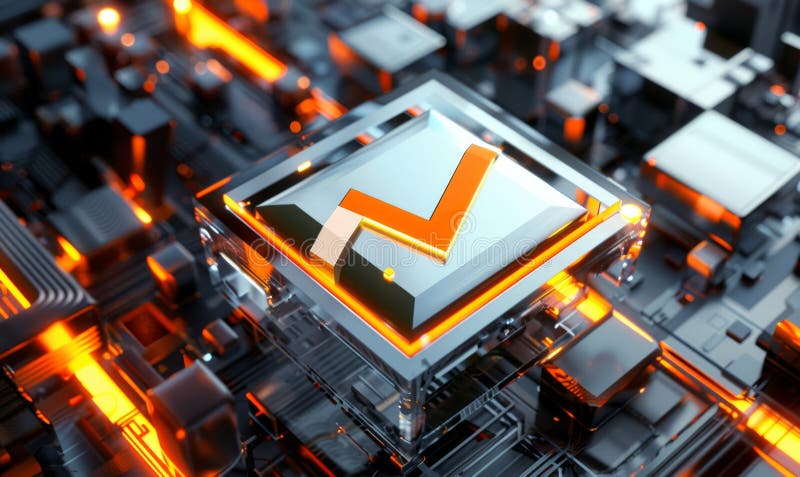 Futuristic Technology Concept. Technological Interface with Checked ...