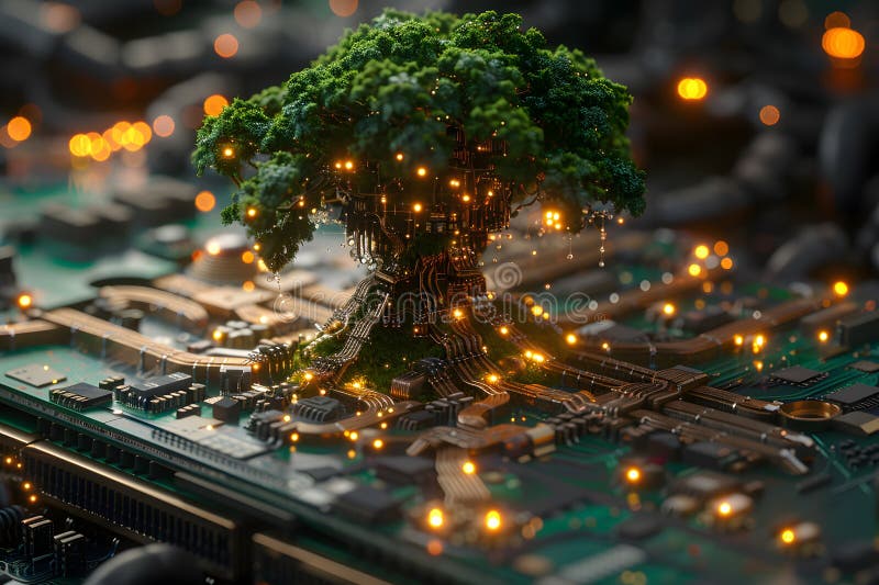 Futuristic Technology Concept: Tree of Life on Electronic Circuit Board ...