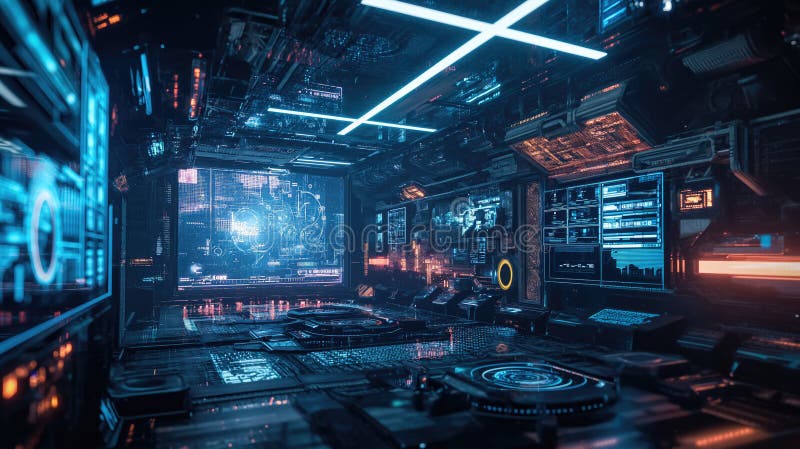 Futuristic Technology Control Room, Advanced Concept for Designers and ...