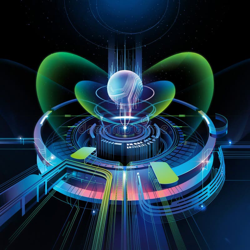 Futuristic Technology Core Visualization Complex Data Processing Global Network Connection ...