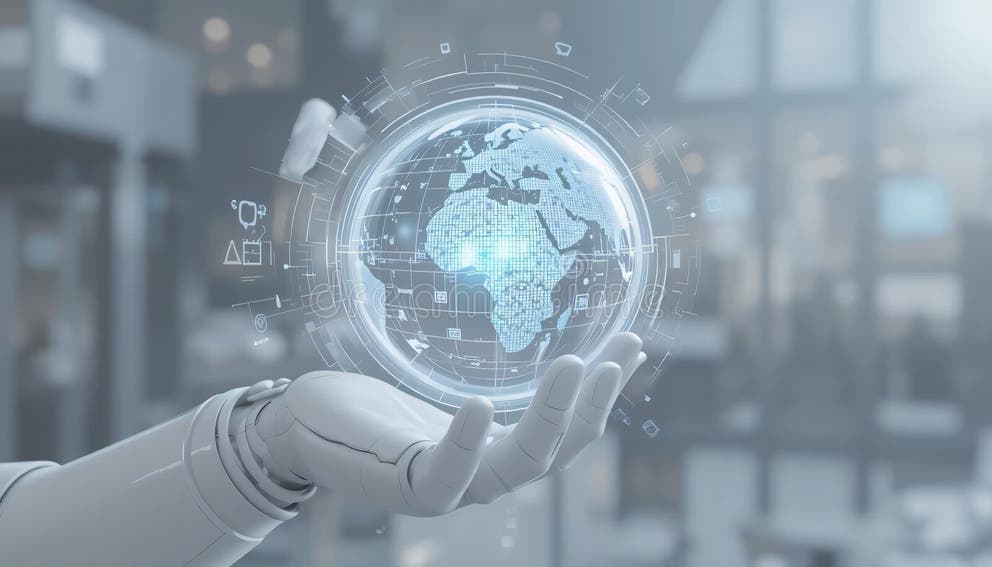 Futuristic Technology Depicting Interactions with a Digital Globe ...