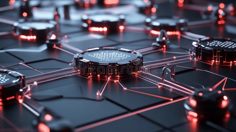 Futuristic Technology Design with Glowing Elements and Interconnected ...