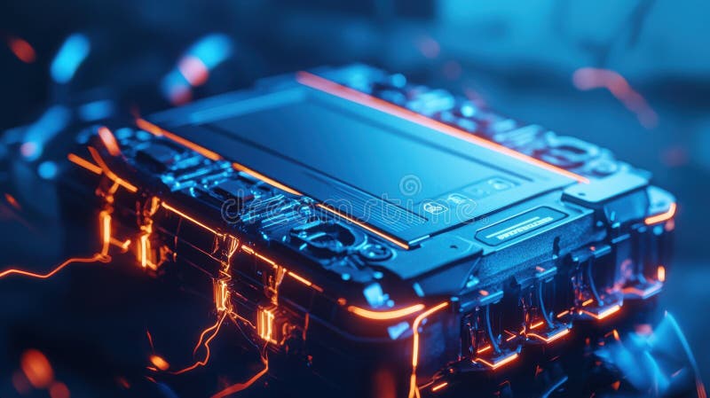 Futuristic Technology Device with Neon Lighting and Digital Interface ...