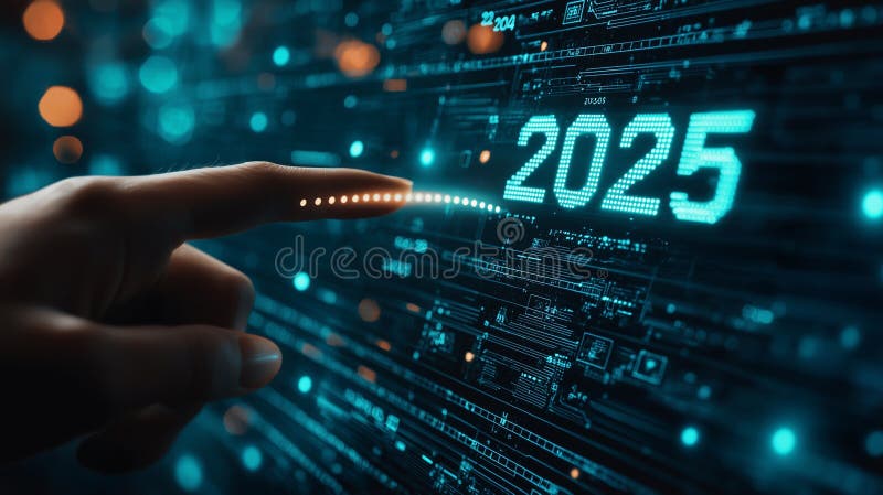 Futuristic Technology with Digital Touch Interface and 2025 Projection Stock Photo - Image of ...