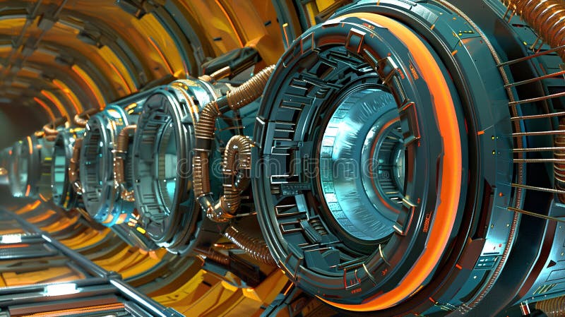 Futuristic Technology Display Featuring Sleek Energy Modules Inside an ...