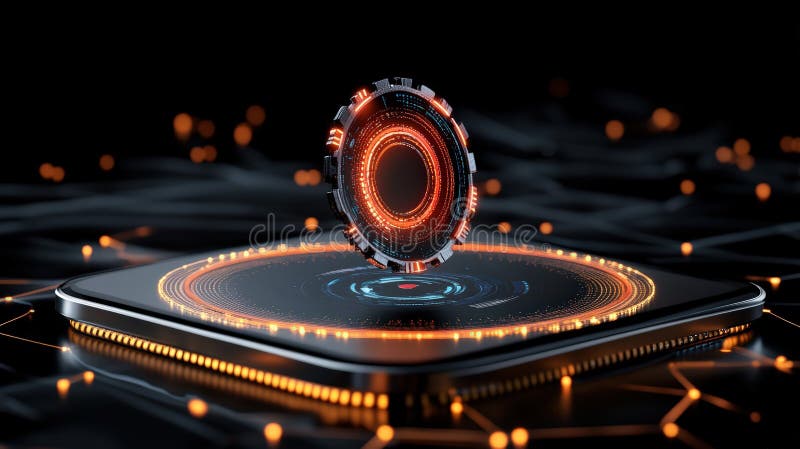 Futuristic Technology Display with Glowing Elements on a Sleek Device ...