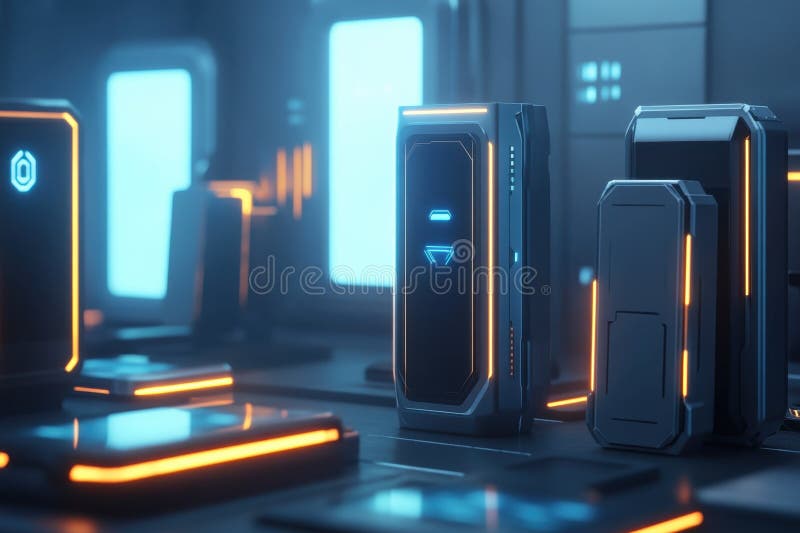 Futuristic Technology Display in a High-tech Environment with Glowing ...