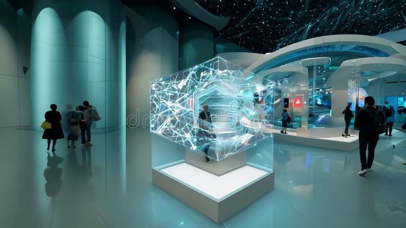 Futuristic Technology on Display at Modern Art Gallery Stock Footage ...