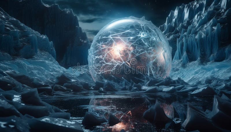Futuristic Technology Explores Icy Planet in Space Generated by AI ...