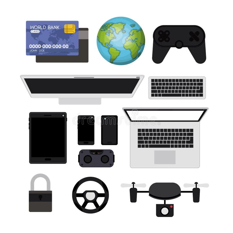 Futuristic Technology Gadget Set Icons Stock Vector - Illustration of ...